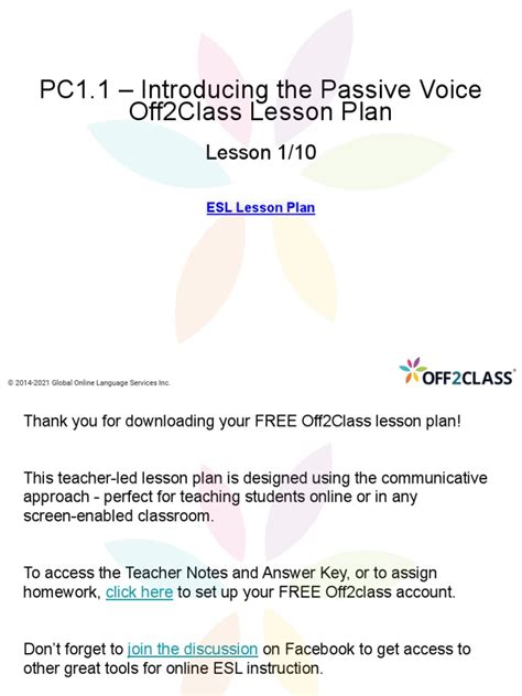 Teaching The Passive Voice An Introductory Off2class Esl Lesson Plan