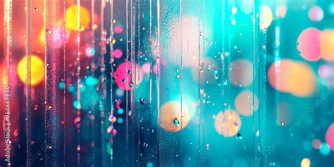 Light Streaming Through Raindrops Streams Of Water Soft Neon Lights