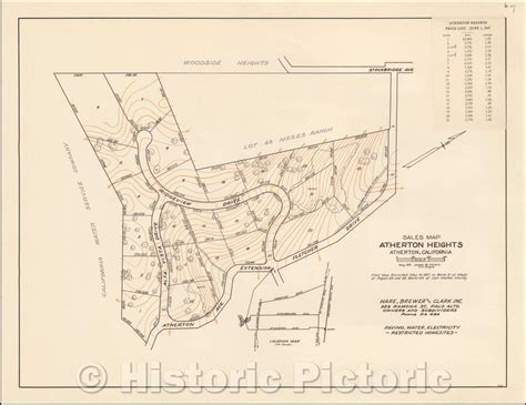 Historic Map Sales Map Atherton Heights Atherton California May 1937