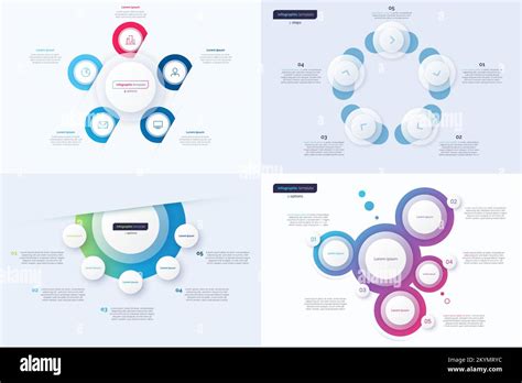 Set Of Five Option Circle Infographic Design Templates Vector Illustration Stock Vector Image