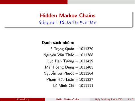 Hidden Markov Chains Ppt