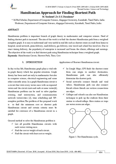 Pdf Hamiltonian Approach For Finding Shortest Path