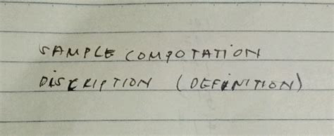 Sample Computation Description Definition