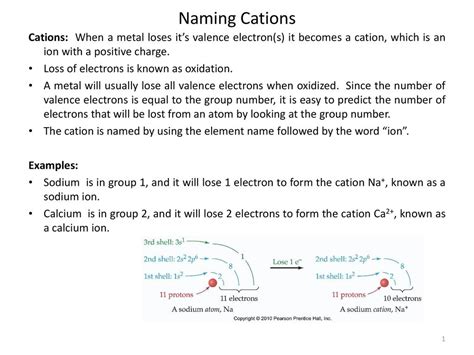 Naming Cations Cations When A Metal Loses Its Valence Electrons It