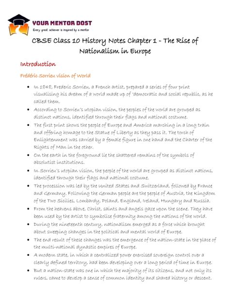 Cbse Class 10 History Notes Chapter 1 The Rise Of Nationalism In Europe Pdf Liberalism