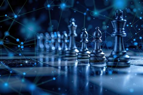 Chessboard With Network Connections Premium Ai Generated Image