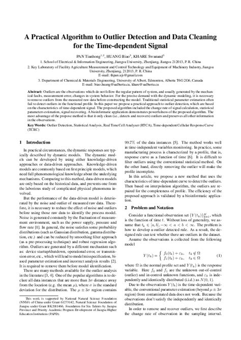Pdf A Practical Algorithm To Outlier Detection And Data Cleaning For