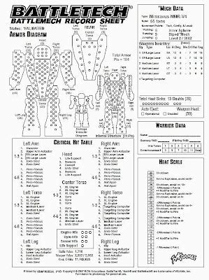 Battletech Record Sheets Fasrcase
