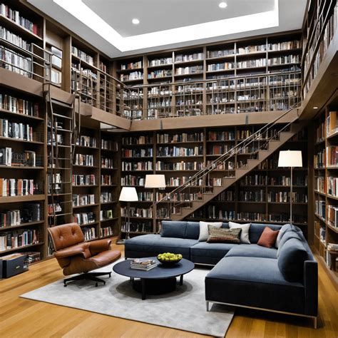 Modern Home Library With Cozy Seating Area