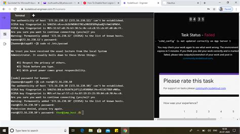 disable root login task failed linux basics course kodekloud