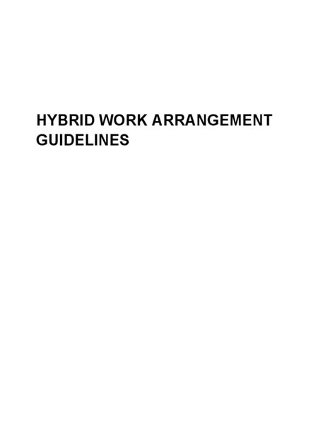 Guidelines For Hybrid Work Arrangements A Concise Overview Of