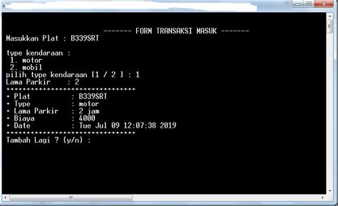source code sistem parkiran sederhana dengan dev c