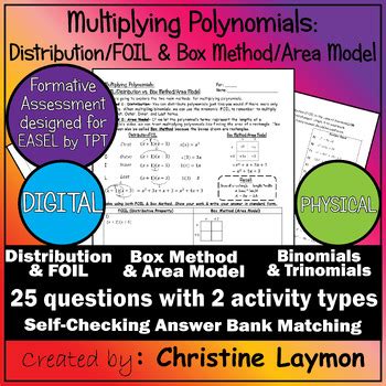 Multiplying Polynomials Distribution FOIL Box Method Area Model