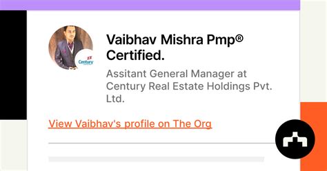 Vaibhav Mishra Pmp® Certified Assitant General Manager At Century Real Estate Holdings Pvt