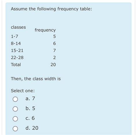 solved assume the following frequency