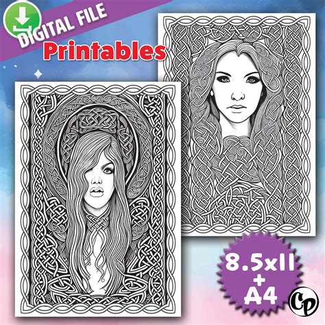 15 Celtic Fantasy Female Coloring Pages Printable Etsy Uk