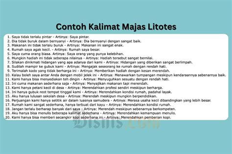 57 Contoh Majas Litotes Dan Artinya