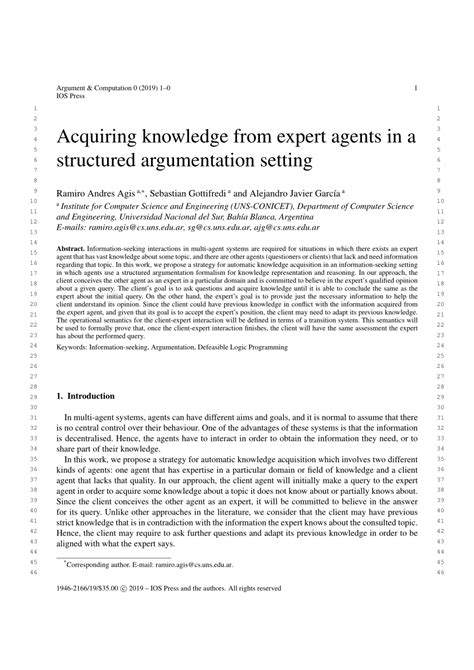 Pdf Acquiring Knowledge From Expert Agents In A Structured Argumentation Setting