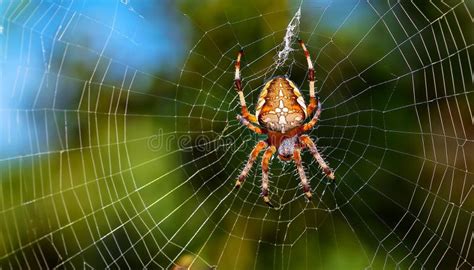 A Common Garden Spider On A Web Commonly Known As A Cross Spider Stock Illustration
