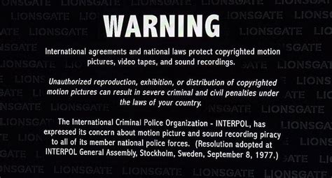 Lionsgate Home Entertainmentwarning Screens Audiovisual Identity