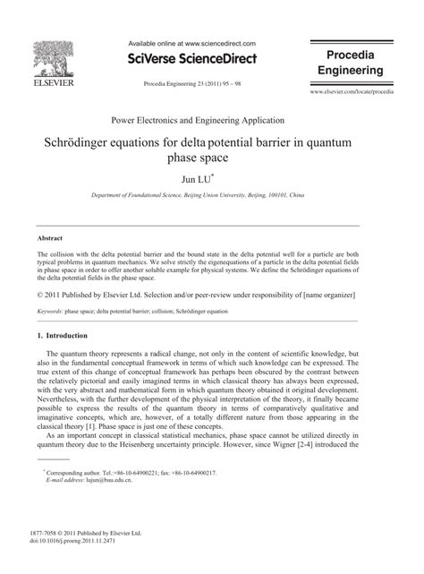 Pdf Schrödinger Equations For Delta Potential Barrier In Quantum Phase Space