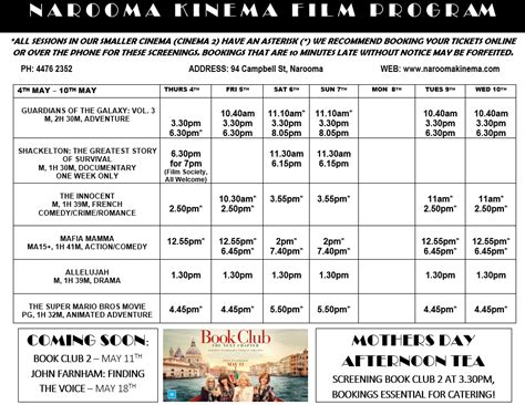 Narooma Kinema May 4th To 10th Program
