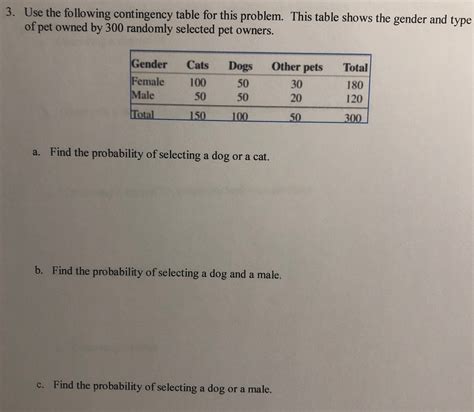solved 3 use the following contingency table for this