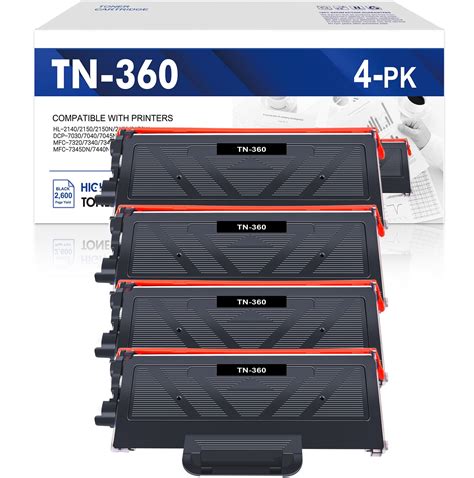 4 Pack Tn360 Toner Cartridges Compatible For Brother Tn360 Tn330 Tn 360
