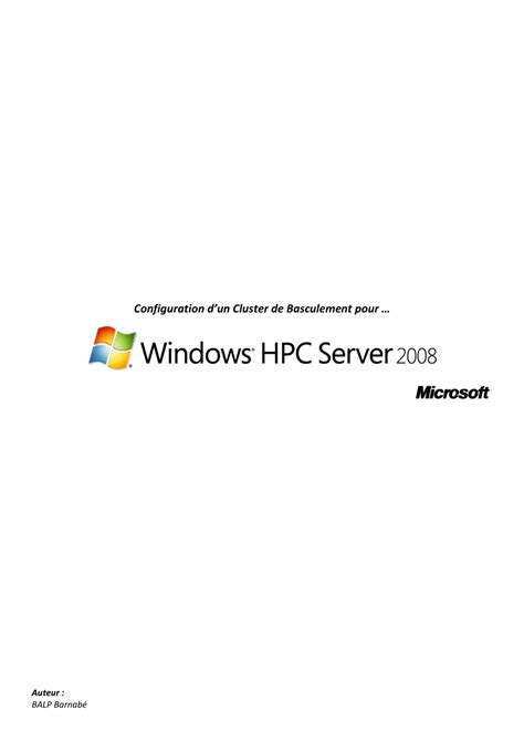 Pdf Fr Configuration Dun Cluster De Basculement Pour Windows Hpc Server 2008