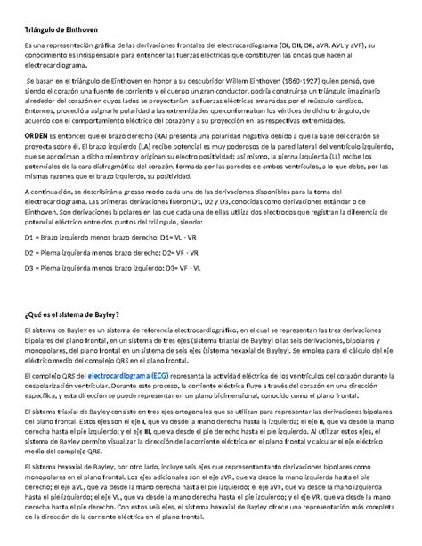 Triángulo De Einthoven Triángulo De Einthoven Es Una Representación Gráfica De Las