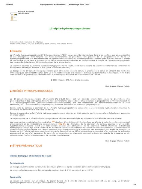 17 Alpha Hydroxyprogestérone Pdf Glands Endocrine System