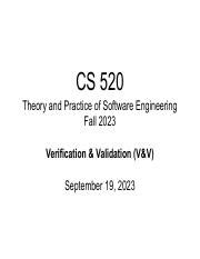 Software Engineering Verification Validation Overview Course Hero