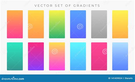 Vibrant Colorful Gradients Swatches Set Stock Vector Illustration Of Mobile Combination