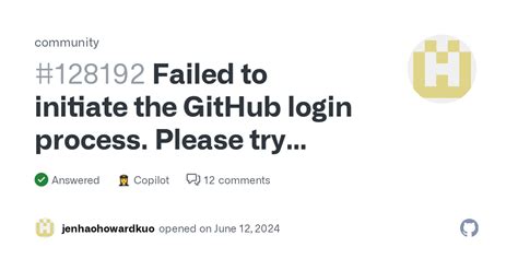 Failed To Initiate The Github Login Process Please Try Again