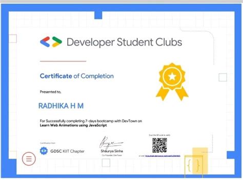 Radhika H M On Linkedin Completed 7 Days Bootcamp And Learn Web Animation Using Javascript