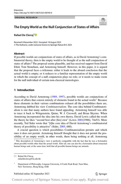 The Empty World As The Null Conjunction Of States Of Affairs