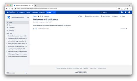 Confluence Diagnostics Rendering Exceeded Time Limit Error