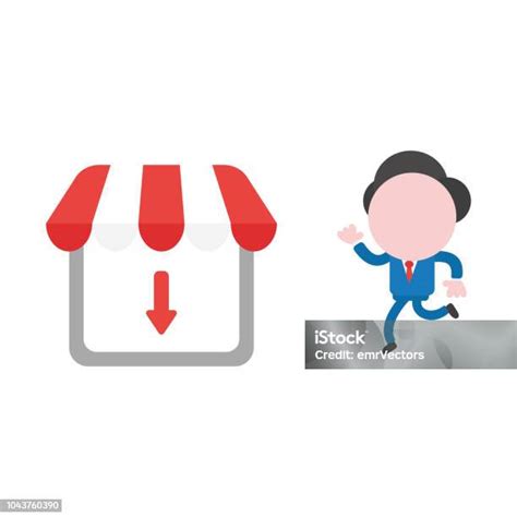 벡터 사업가 문자 아래로 이동 하는 화살표와 함께 쇼핑 스토어를 실행 개념에 대한 스톡 벡터 아트 및 기타 이미지 개념 계급 계산대 Istock