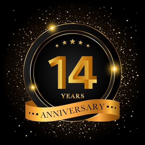 Premium Vector 14 Years Anniversary Golden Anniversary Celebration