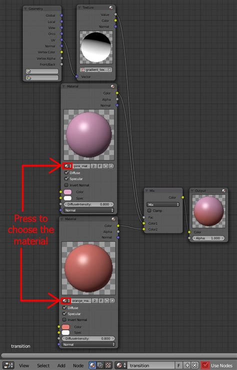 Blender Internal Render Engine Smooth Transition Between Two Materials Blender Stack Exchange