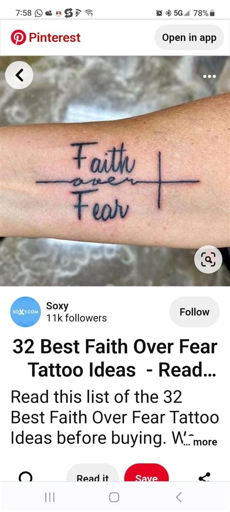 Faith Over Fear Tattoo With Cross