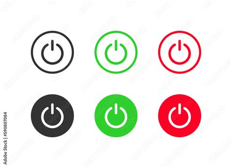 Power Icon Set On Off Icon Set Of Power Buttons Switch On And Turn Off Icons Press Start