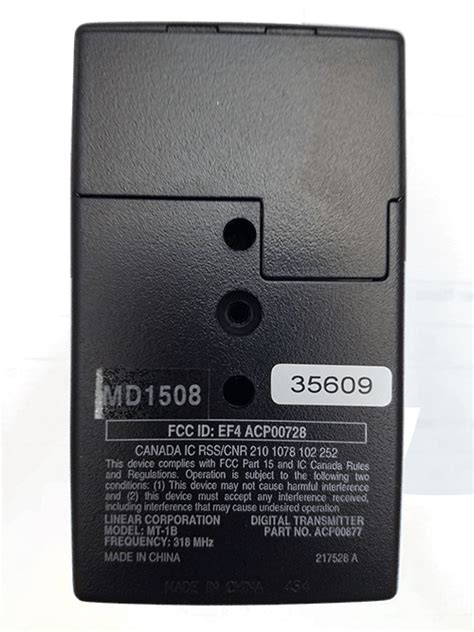 MT 1B Linear MegaCode Button Block Coded Visor Remote Global Gate Controls Inc