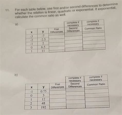 Solved For Each Table Below Use First Andor Second