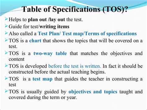 Table Of Specification Dr Shafqat Ali PPT