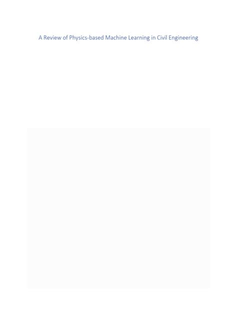 Vadyala2021a Review Of Physics Based Machine Learning In Civil Engineering Pdf Machine