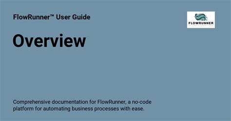 Overview Flowrunner™ User Guide Overview Flowrunner™ User Guide