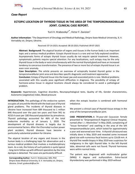 Pdf Ectopic Location Of Thyroid Tissue In The Area Of The Temporomandibular Joint Clinical