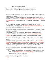 The Atom Study Guide 2 Docx The Atoms Study Guide Answer The Following Questions About Atoms