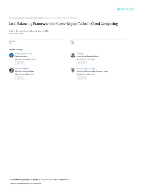 Load Balancing Framework For Cross Region Tasks In Cloud Computing Pdf